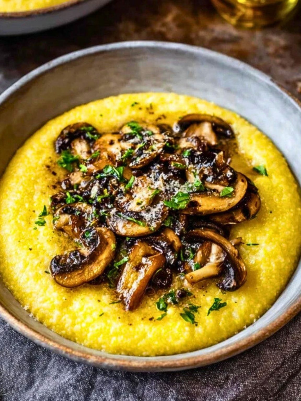 Creamy Garlic Polenta With Mushrooms