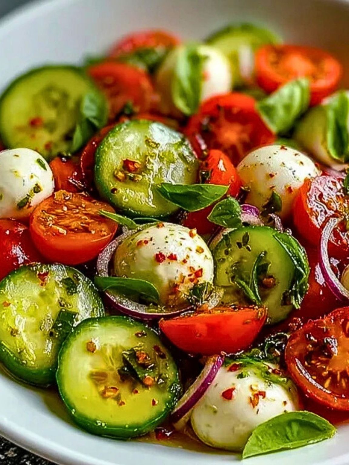 Fresh Cucumber Caprese Salad