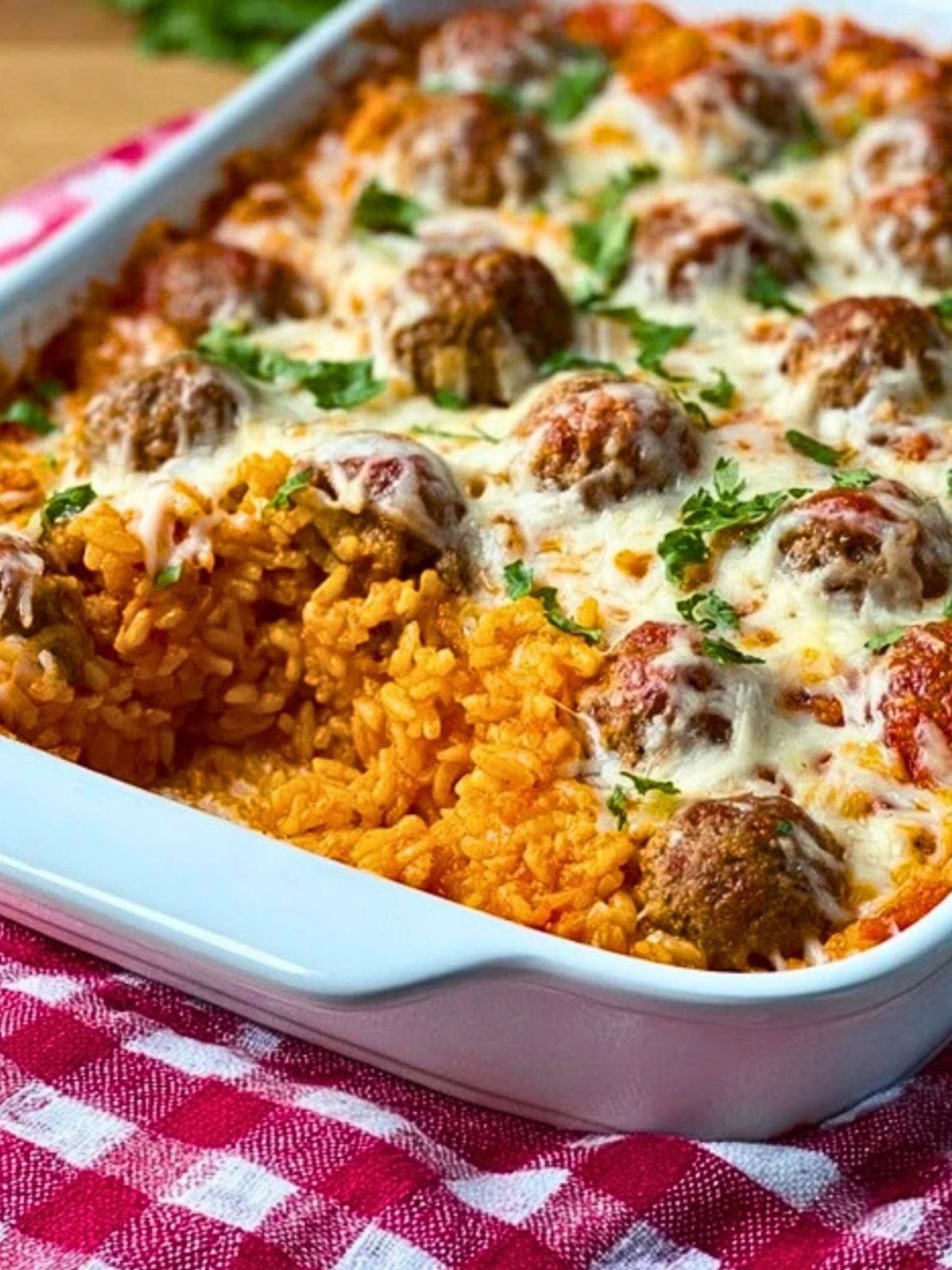 Easy Cheesy Meatball & Rice Dinner Casserole