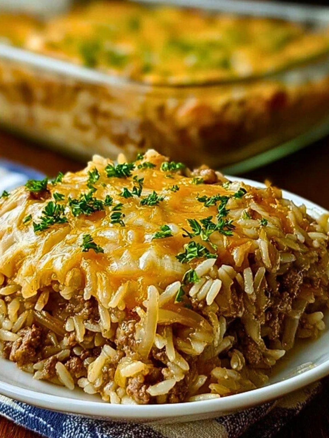 French Onion Ground Beef Rice Casserole